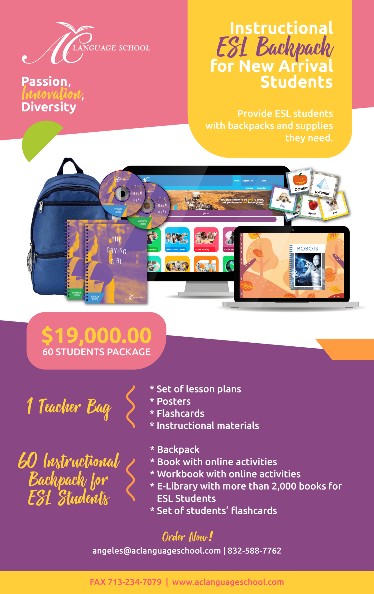 Instructional ESL Backpack packages - AC Language School